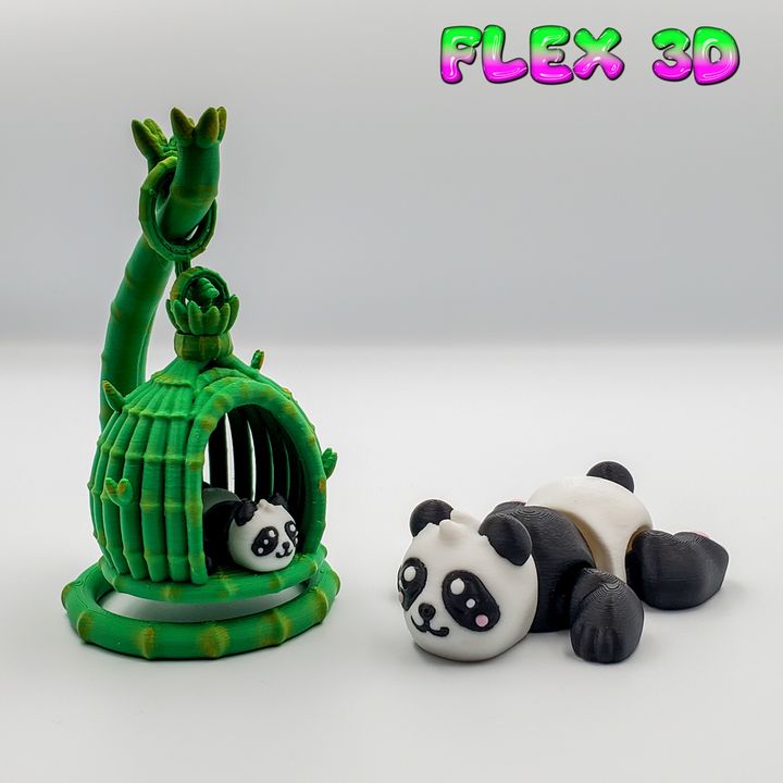 3D Printable Flex 3D Panda Chunky with Bamboo Swing by Flex 3D